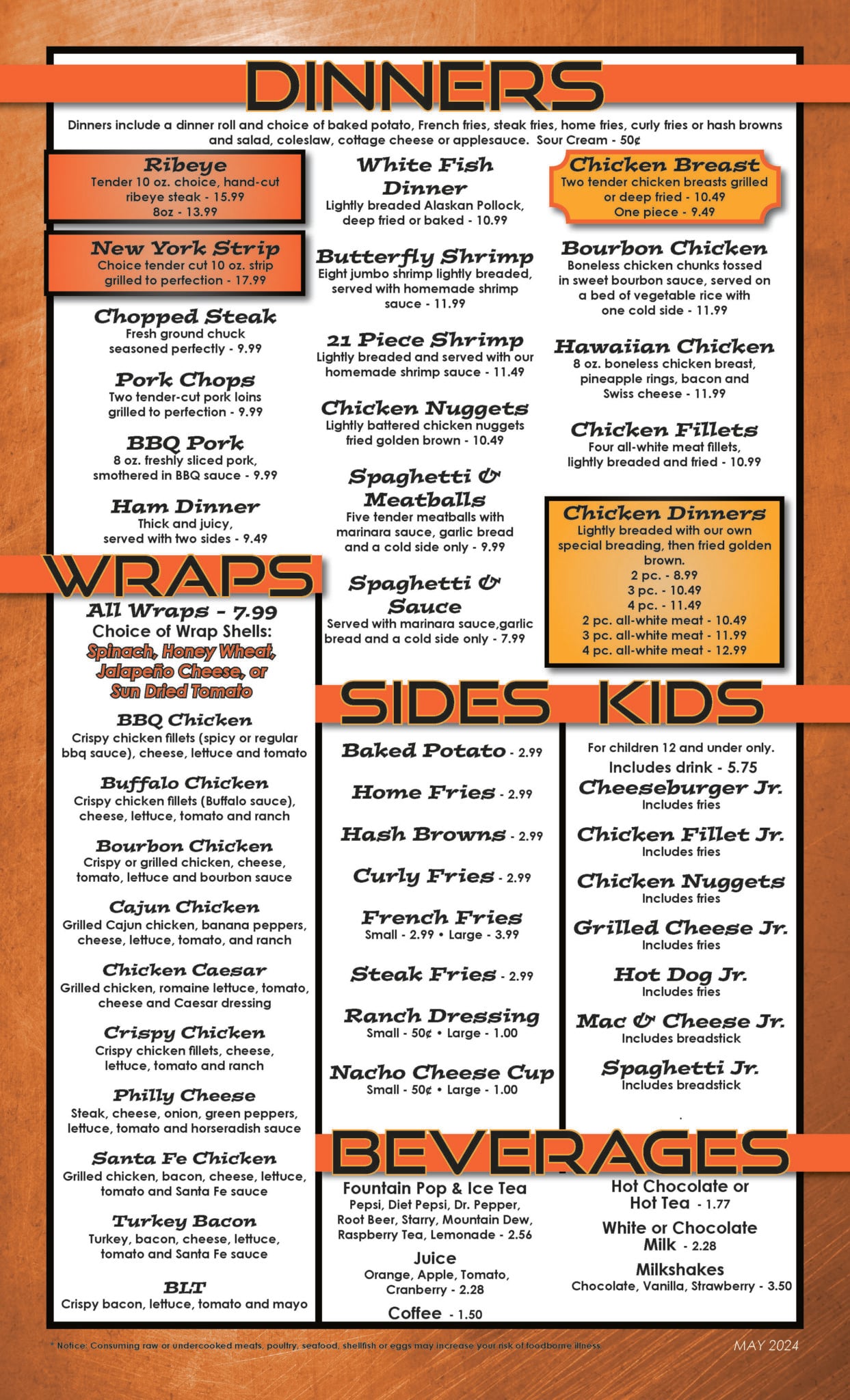 Cavalier Lounge and Drive Thru at Pla-Mor Lanes | Food Menu