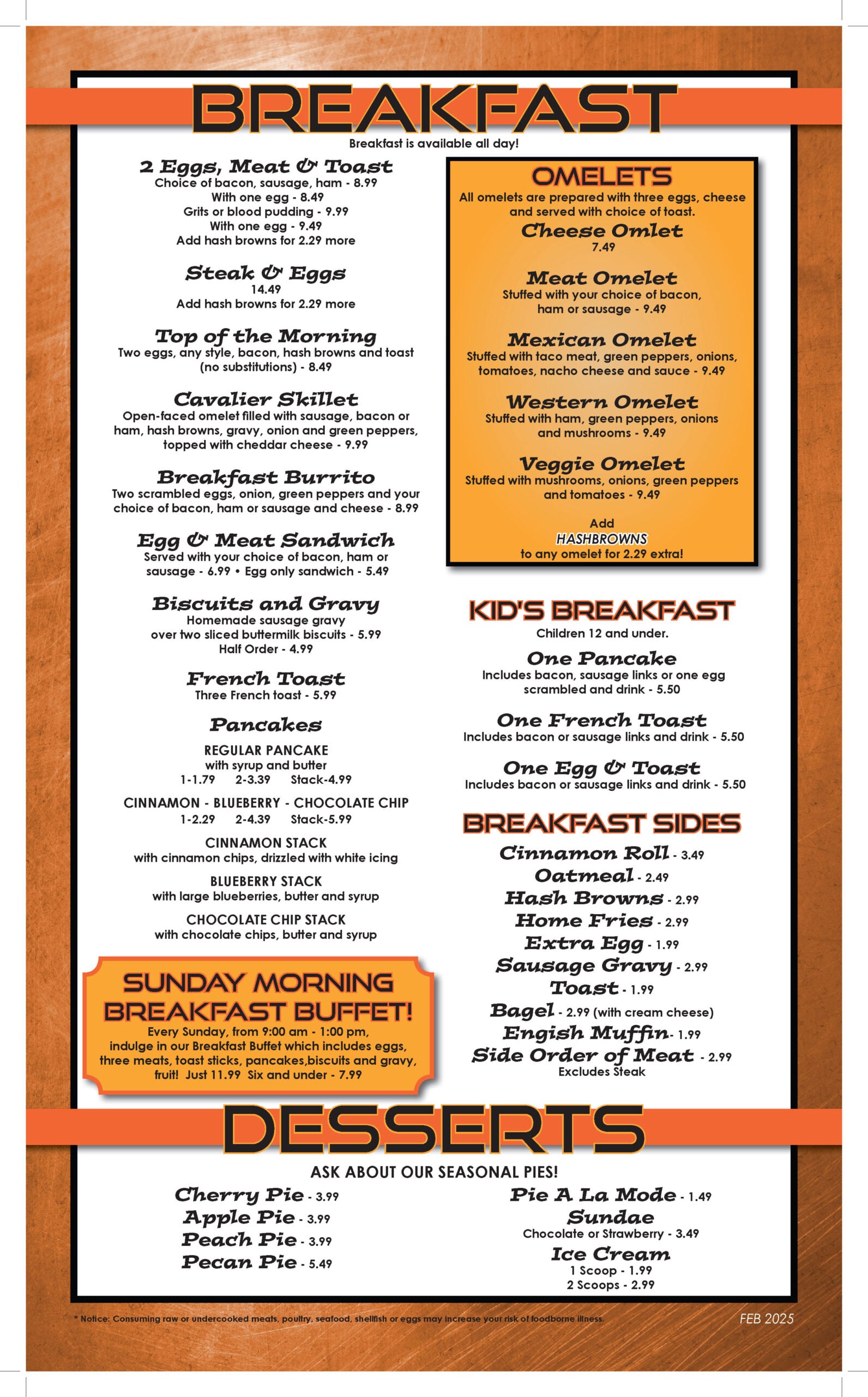 Cavalier Lounge and Drive Thru at Pla-Mor Lanes | Food Menu